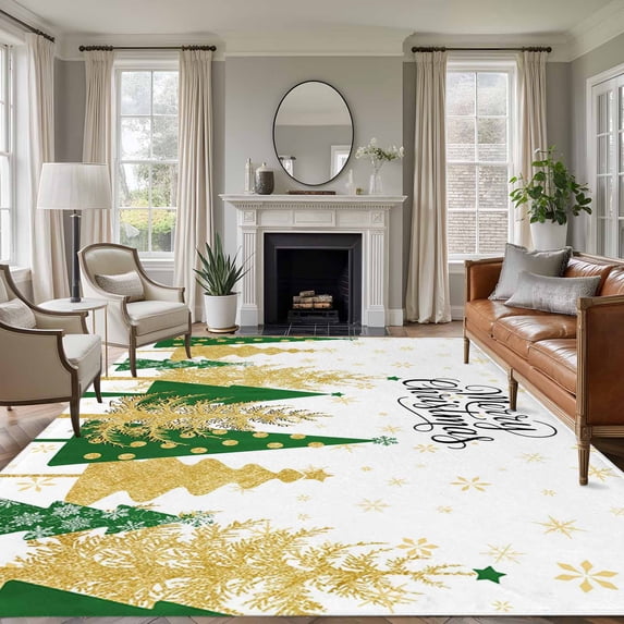 Area Rug for Living Room, Christmas Tree Non-Slip Indoor Large Carpet ...