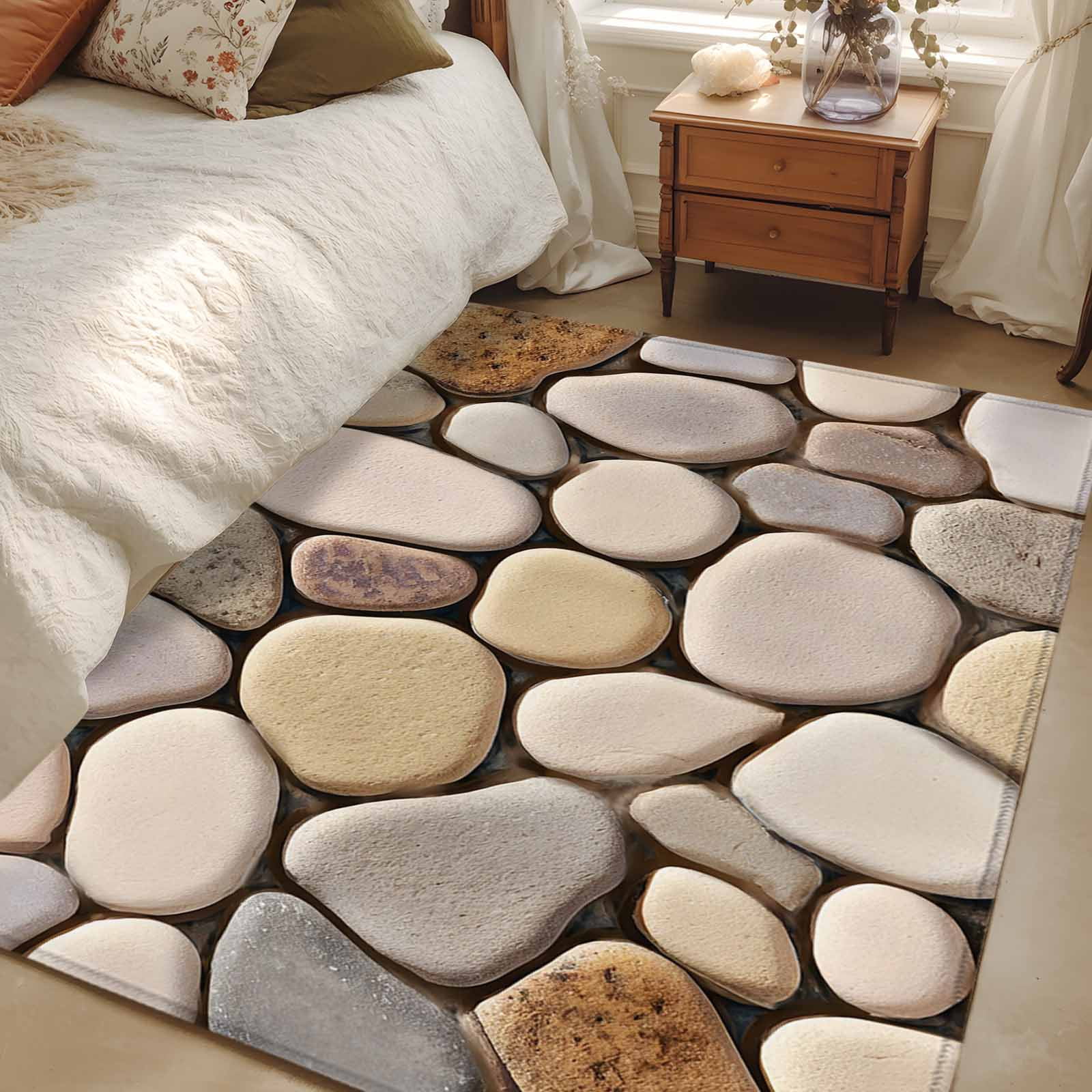 Area Rug for Living Room, Cobblestones Non-Slip Indoor Large Carpet for ...