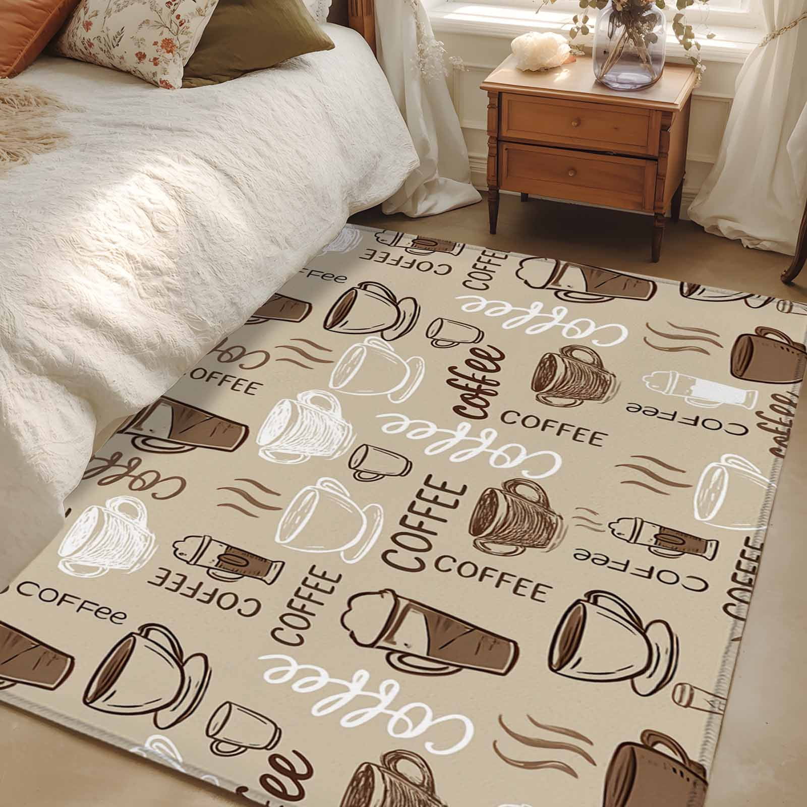 Area Rug for Living Room, Coffee Non-Slip Indoor Large Carpet for ...