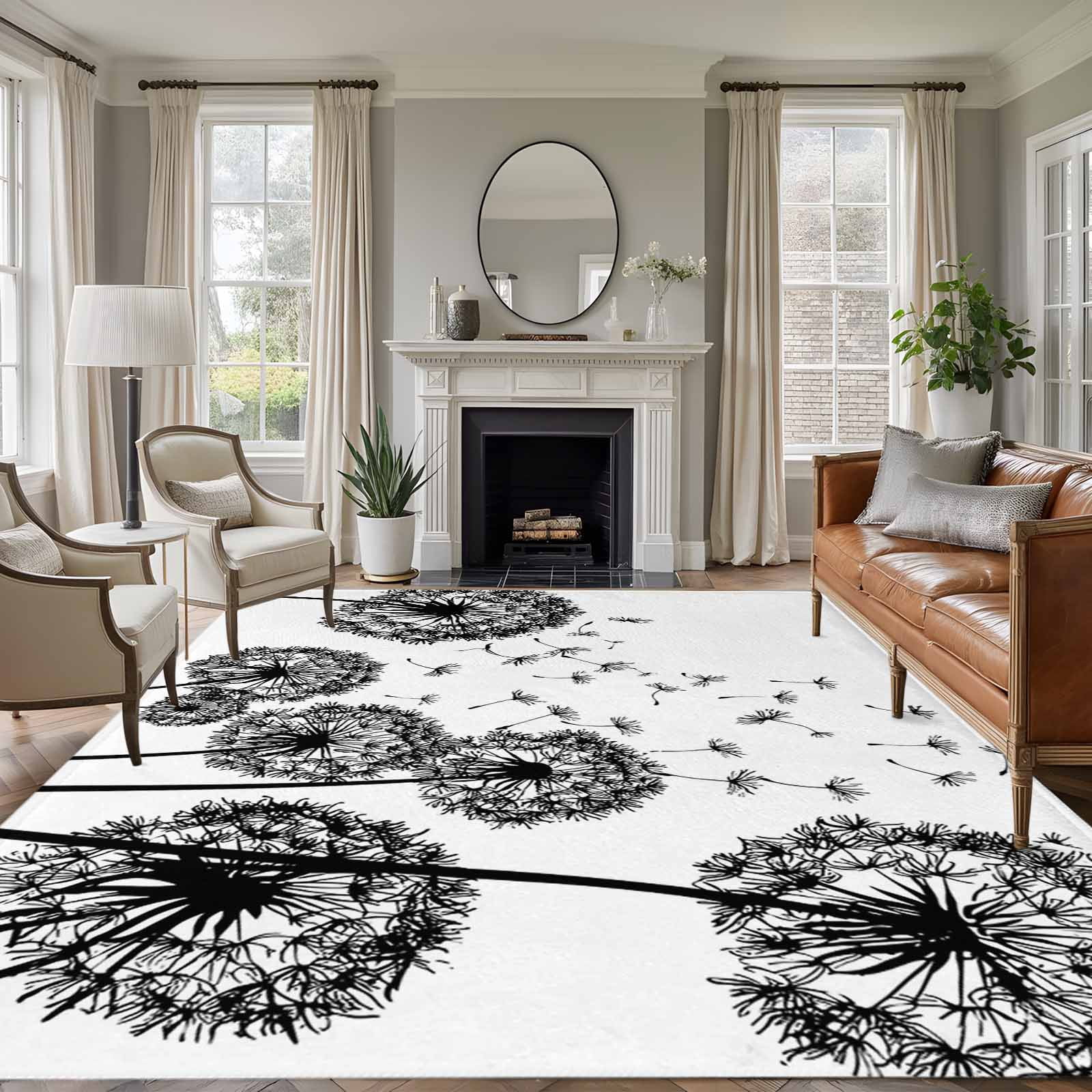 Area Rug for Living Room, Dandelion Non-Slip Indoor Large Carpet for ...