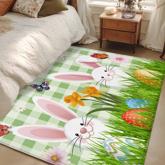 Area Rug for Living Room, Easter Bunny Non-Slip Indoor Large Carpet for ...