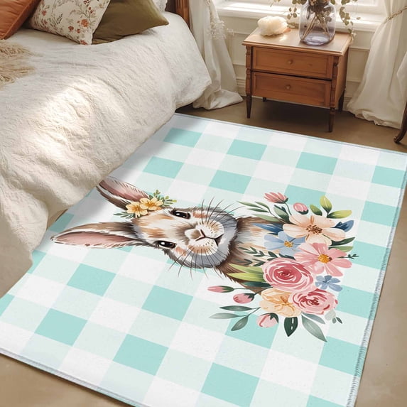 Area Rug for Living Room, Easter Bunny Non-Slip Indoor Large Carpet for ...
