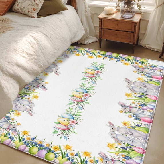 Area Rug for Living Room, Easter Eggs Non-Slip Indoor Large Carpet for ...