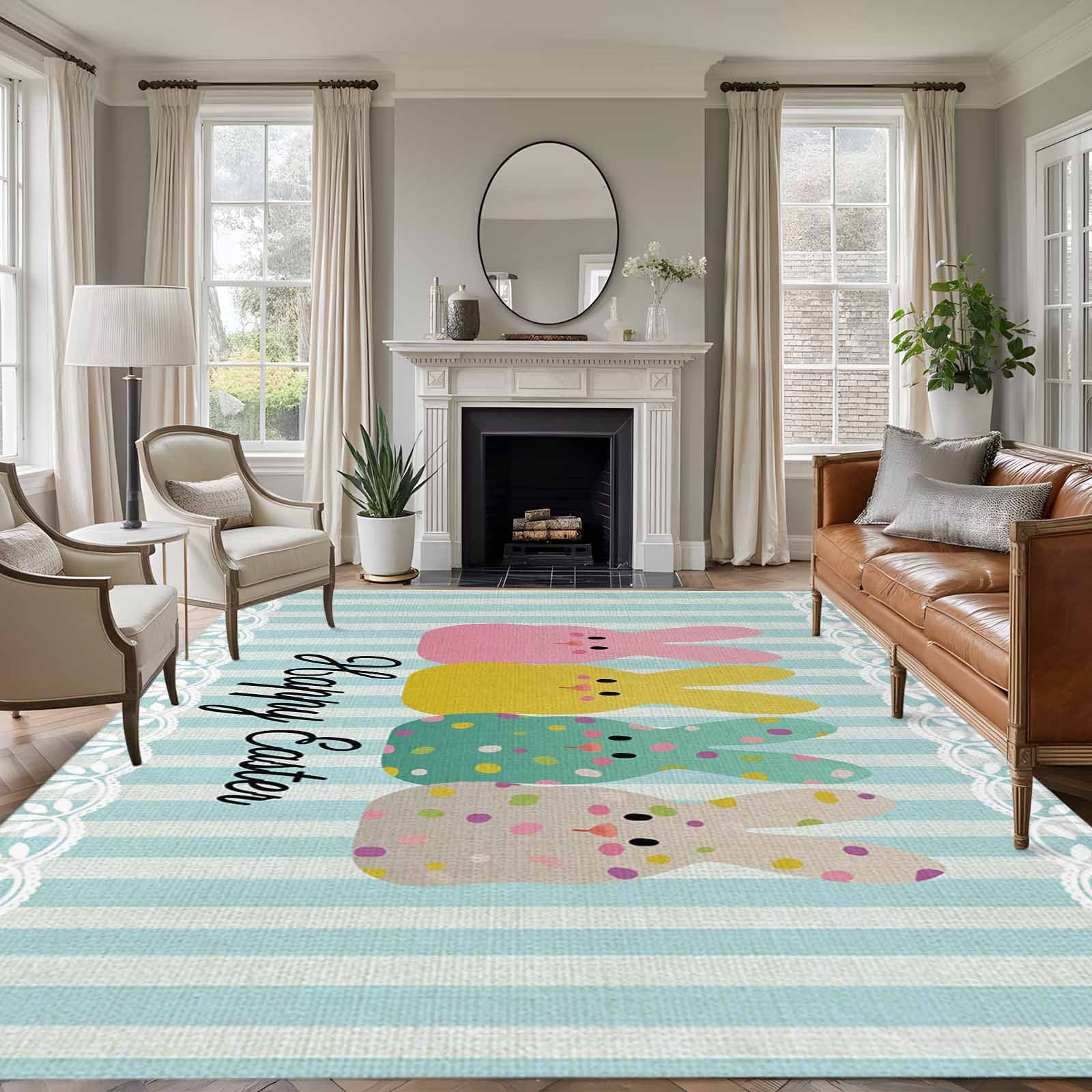 Area Rug for Living Room, Easter Non-Slip Indoor Large Carpet for ...