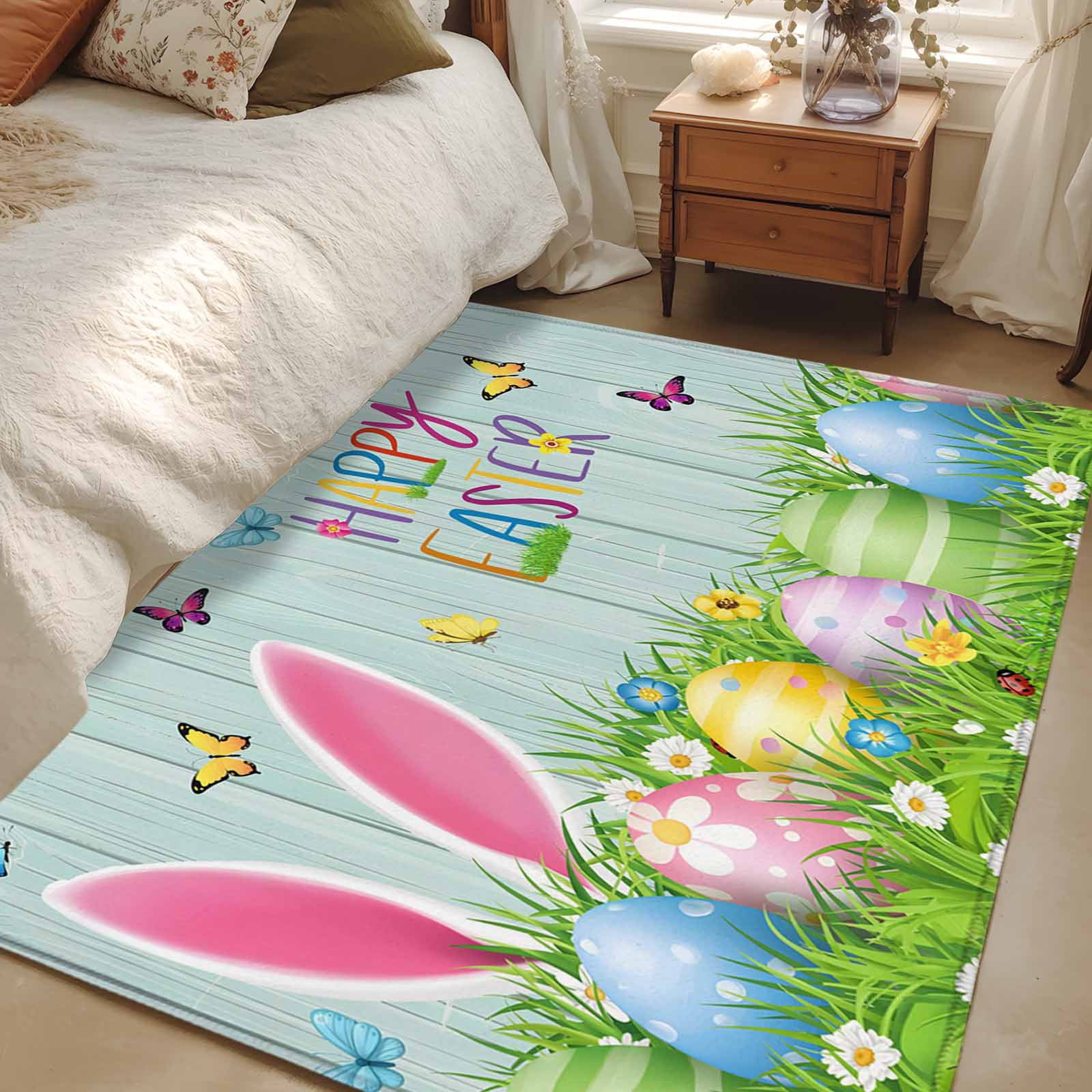 Area Rug for Living Room, Easter Non-Slip Indoor Large Carpet for ...