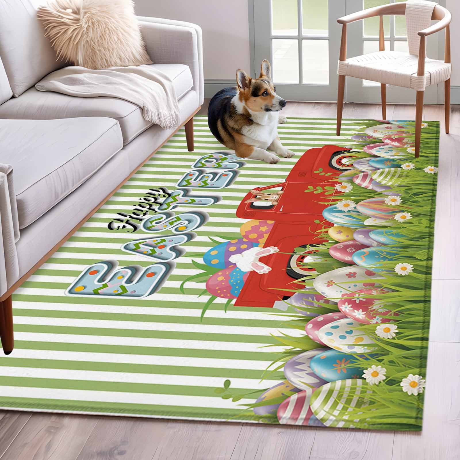 Area Rug for Living Room, Easter Non-Slip Indoor Large Carpet for ...