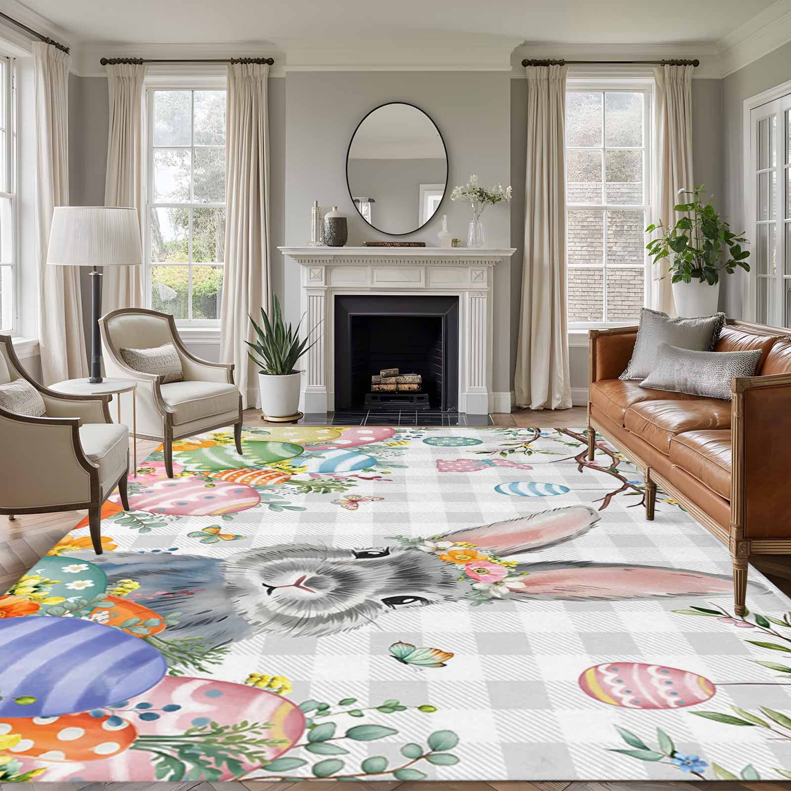 Area Rug for Living Room, Easter Non-Slip Indoor Large Carpet for ...