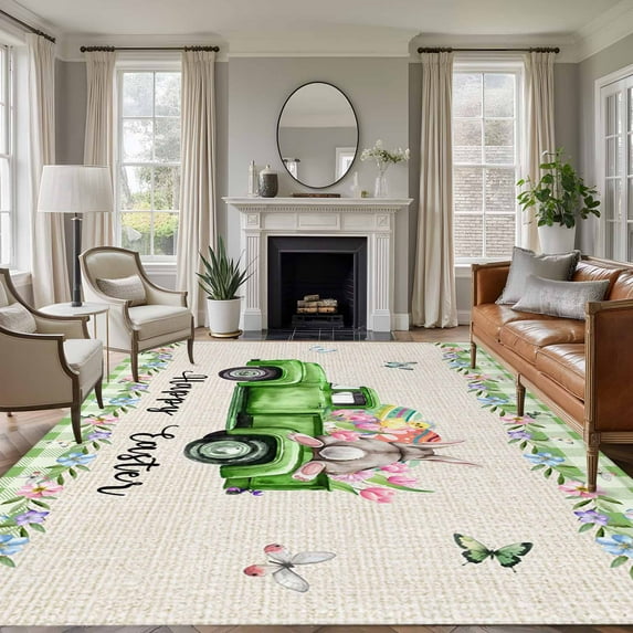 Area Rug for Living Room, Easter Non-Slip Indoor Large Carpet for ...