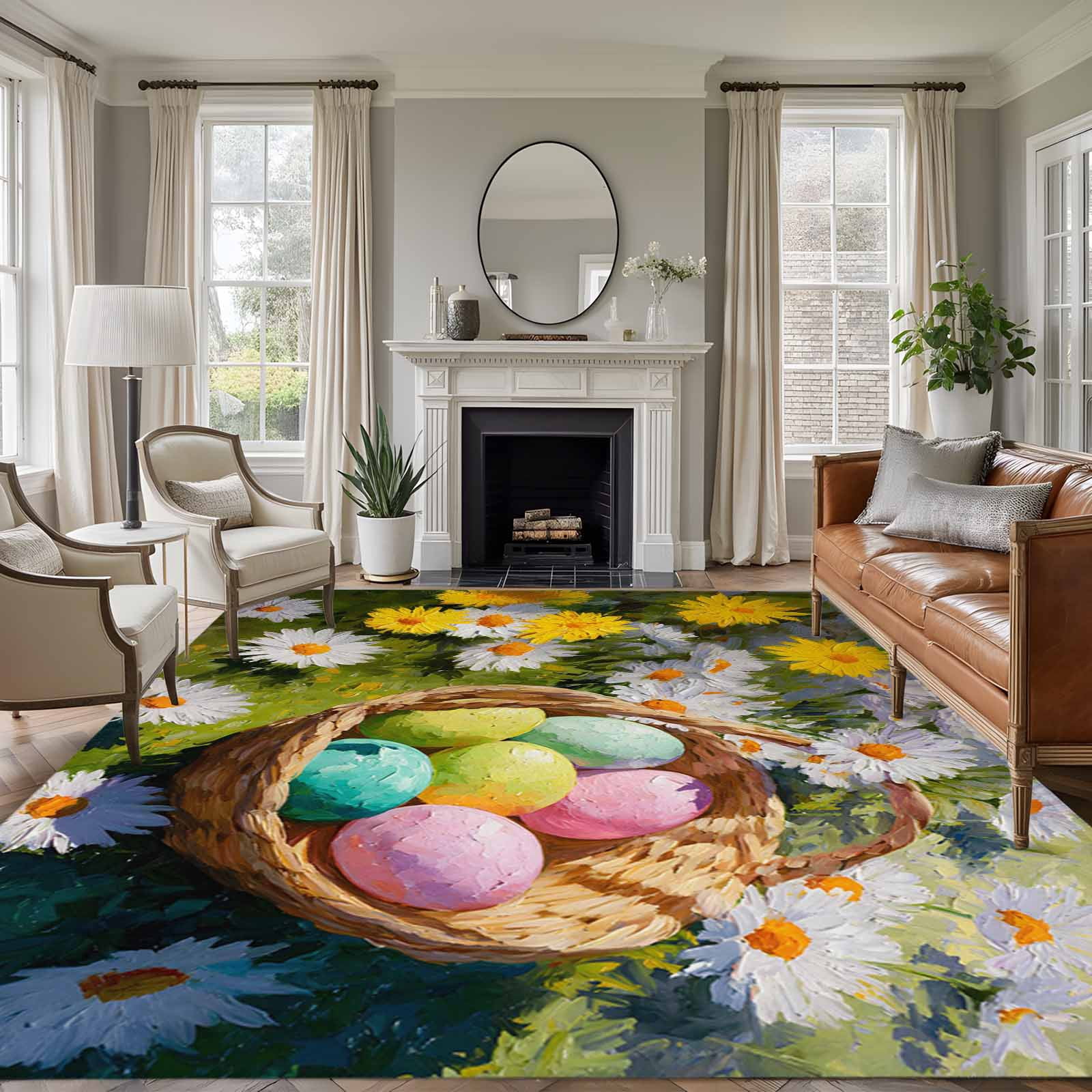 Area Rug for Living Room, Easter Non-Slip Indoor Large Carpet for ...