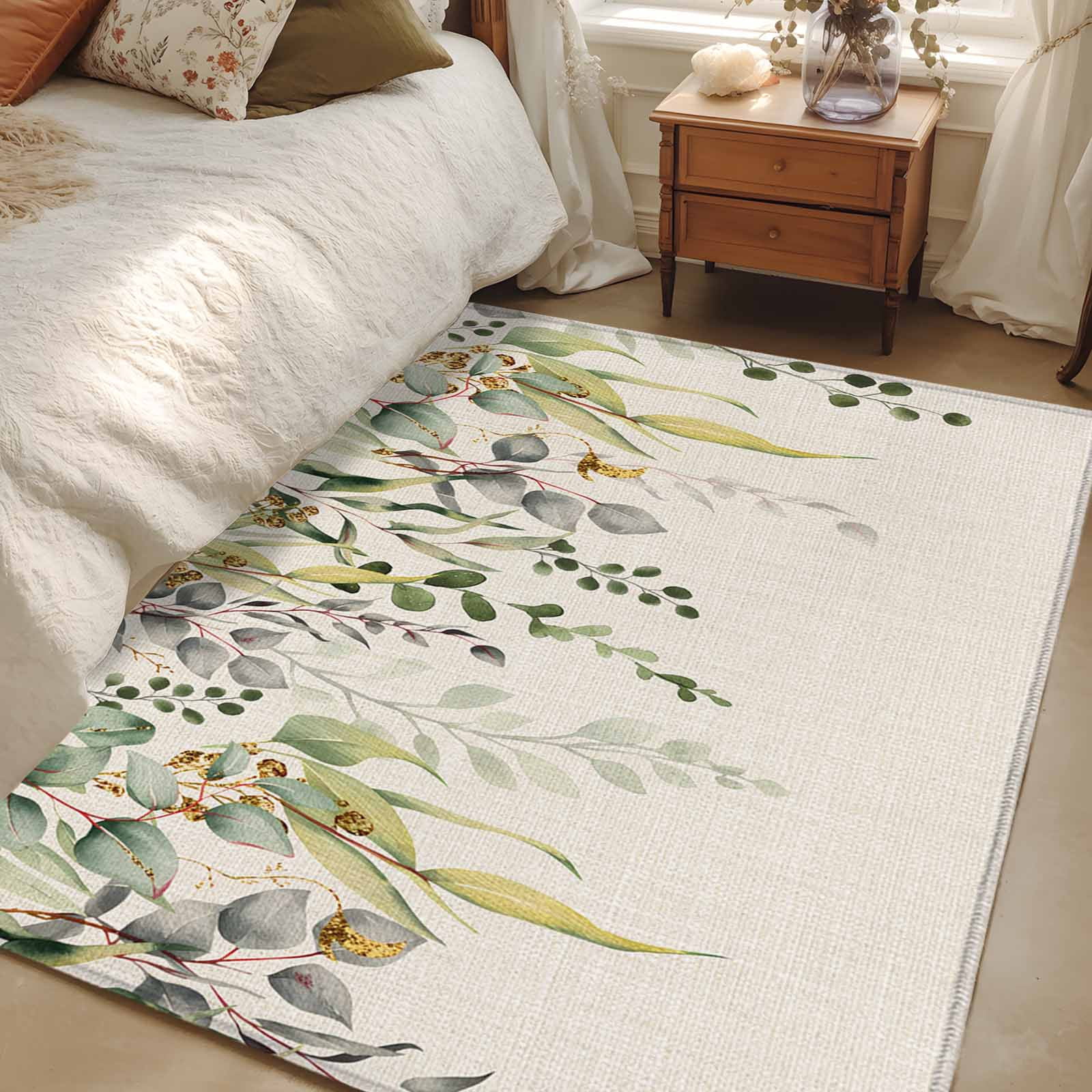 Area Rug for Living Room, Eucalyptus Leaves Non-Slip Indoor Large ...