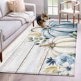 Area Rug for Living Room, Fall Blue Pumpkins Non-Slip Indoor Large ...