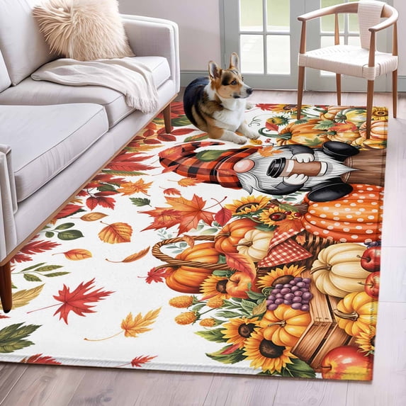 Area Rug for Living Room, Fall Gnomes Non-Slip Indoor Large Carpet for ...