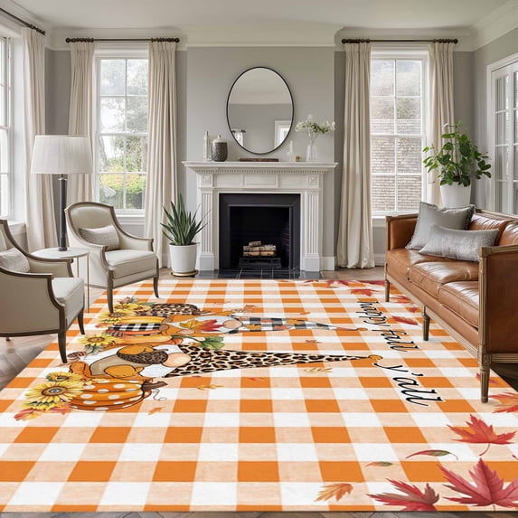 Area Rug for Living Room, Fall Gnomes Non-Slip Indoor Large Carpet for ...