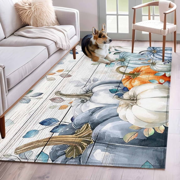 Area Rug for Living Room, Fall Pumpkin Non-Slip Indoor Large Carpet for ...