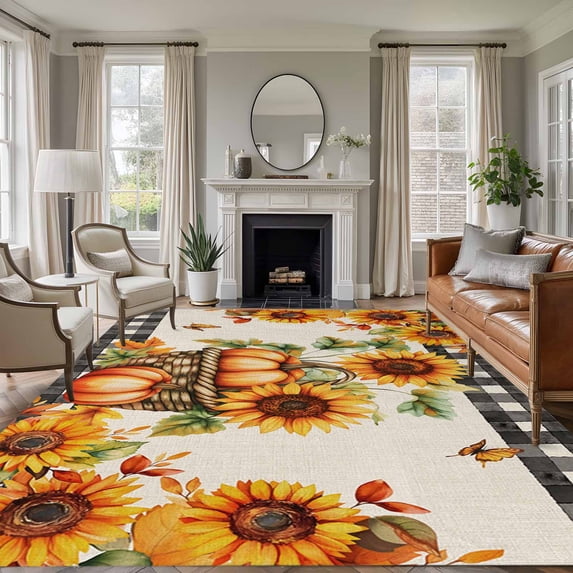Area Rug for Living Room, Fall Thanksgiving Non-Slip Indoor Large ...