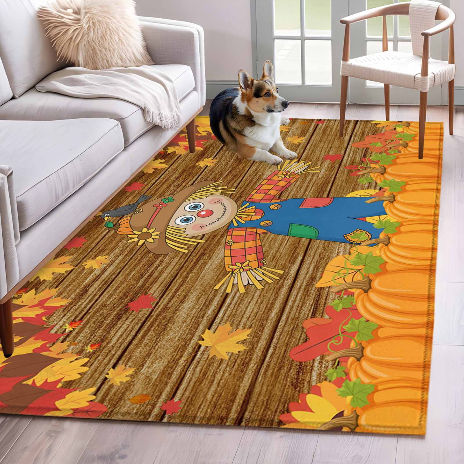 Area Rug for Living Room, Fall Thanksgiving Non-Slip Indoor Large ...