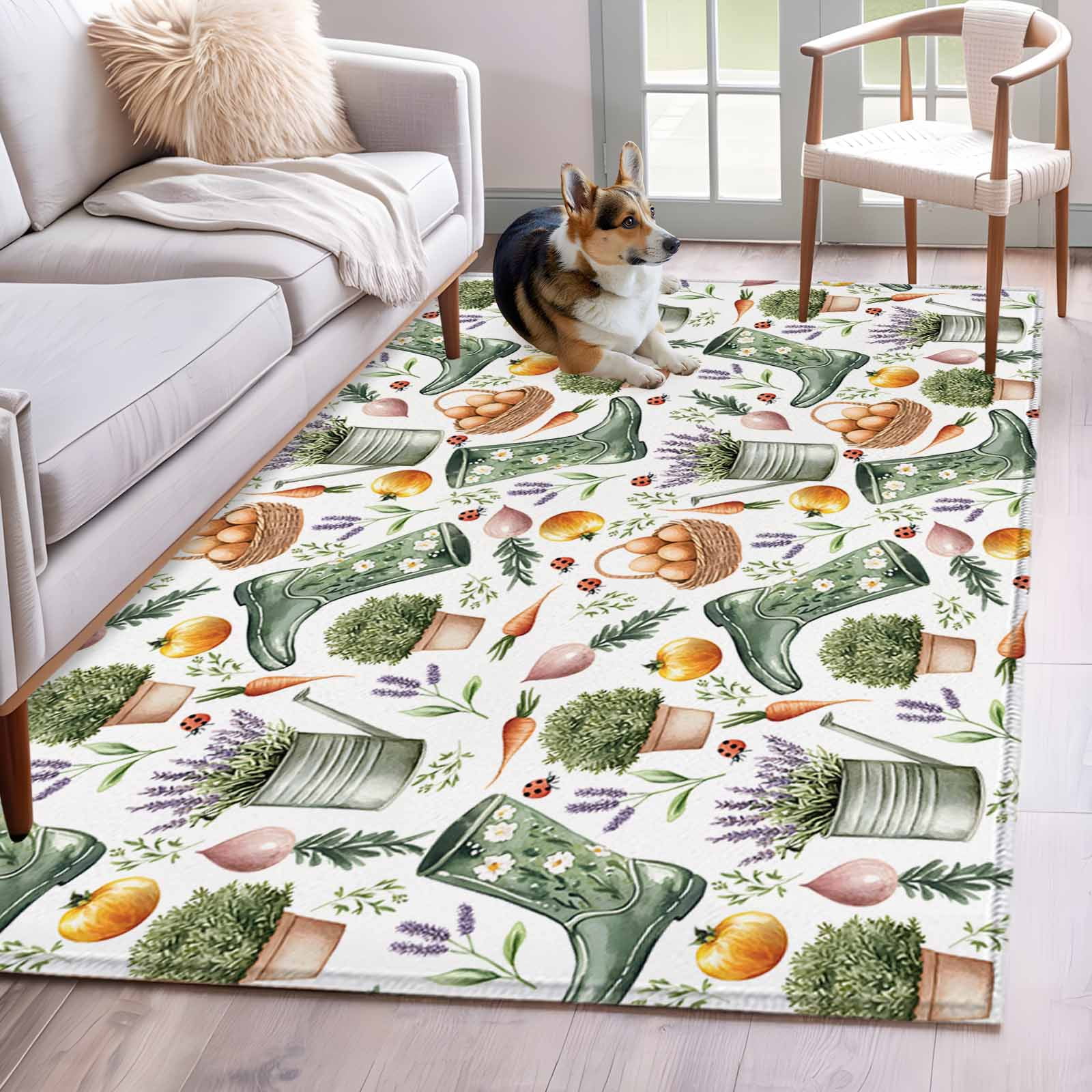Area Rug for Living Room, Farm Fruit Non-Slip Indoor Large Carpet for ...