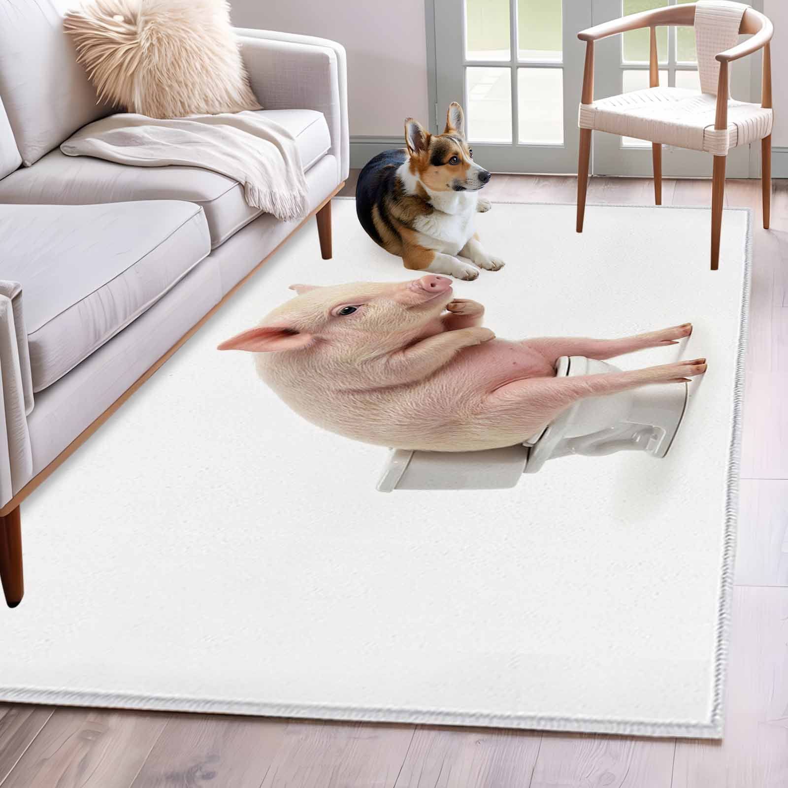 Area Rug for Living Room, Funny Pig Non-Slip Indoor Large Carpet for ...