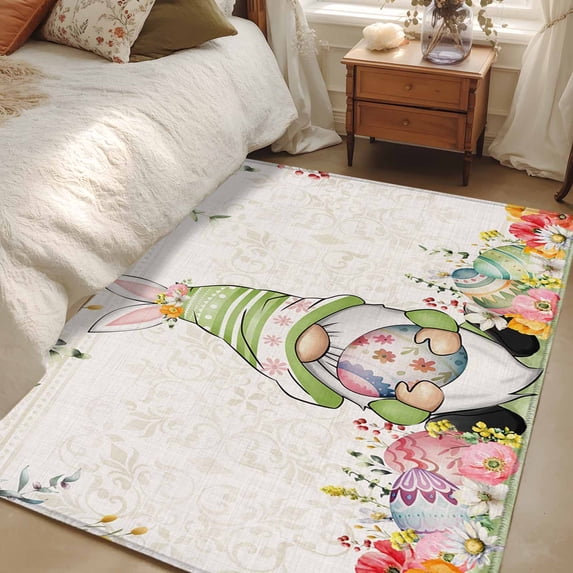 Area Rug for Living Room, Gnomes Easter Non-Slip Indoor Large Carpet ...