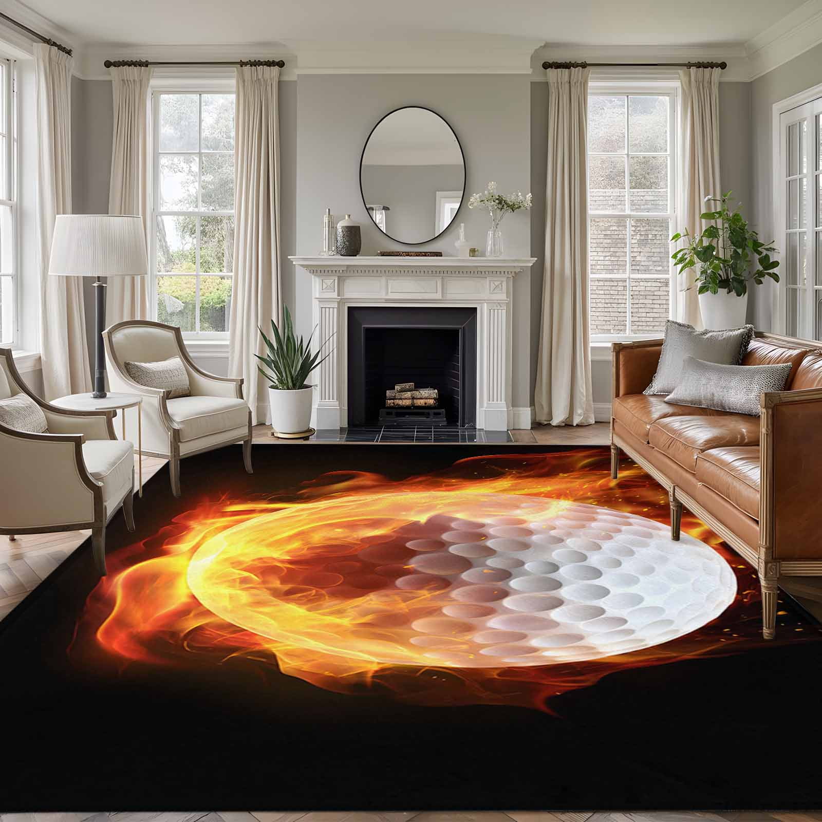 Area Rug for Living Room, Golf Ball Non-Slip Indoor Large Carpet for ...