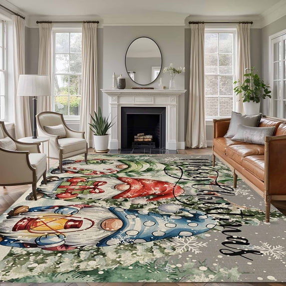 Area Rug for Living Room, Gray Christmas Non-Slip Indoor Large Carpet ...