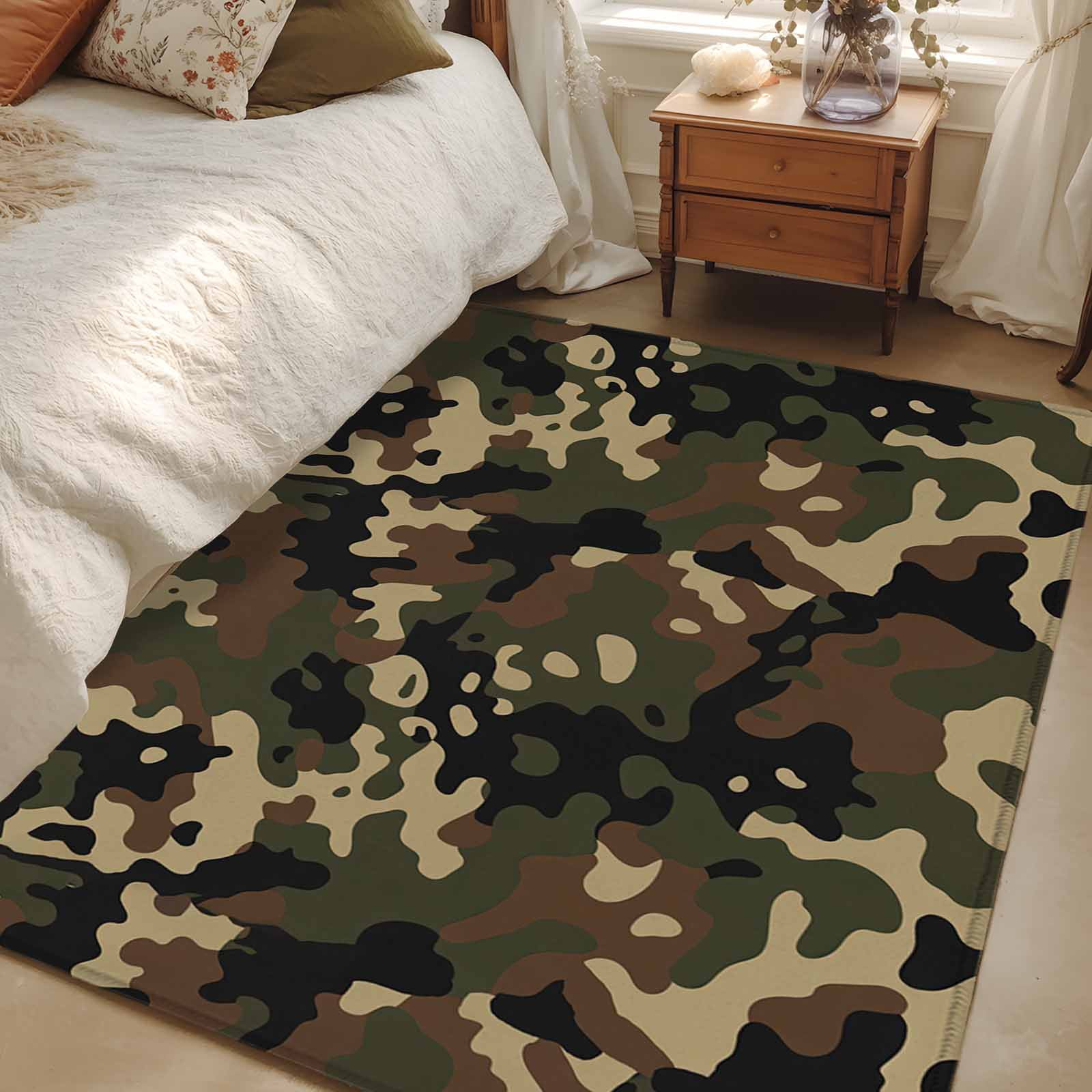 Area Rug for Living Room, Green Brown Black Non-Slip Indoor Large ...