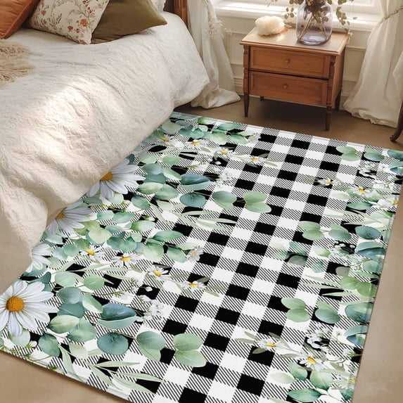 Area Rug for Living Room, Green Eucalyptus Leaves Non-Slip Indoor Large ...