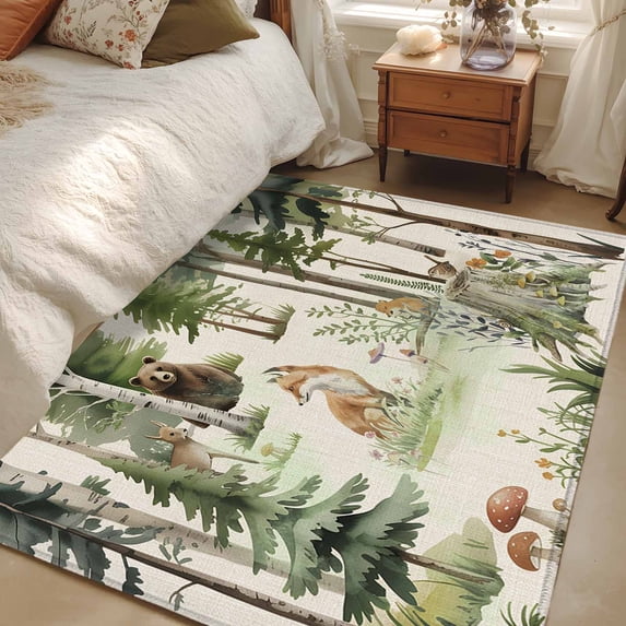 Area Rug for Living Room, Green Forest Non-Slip Indoor Large Carpet for ...