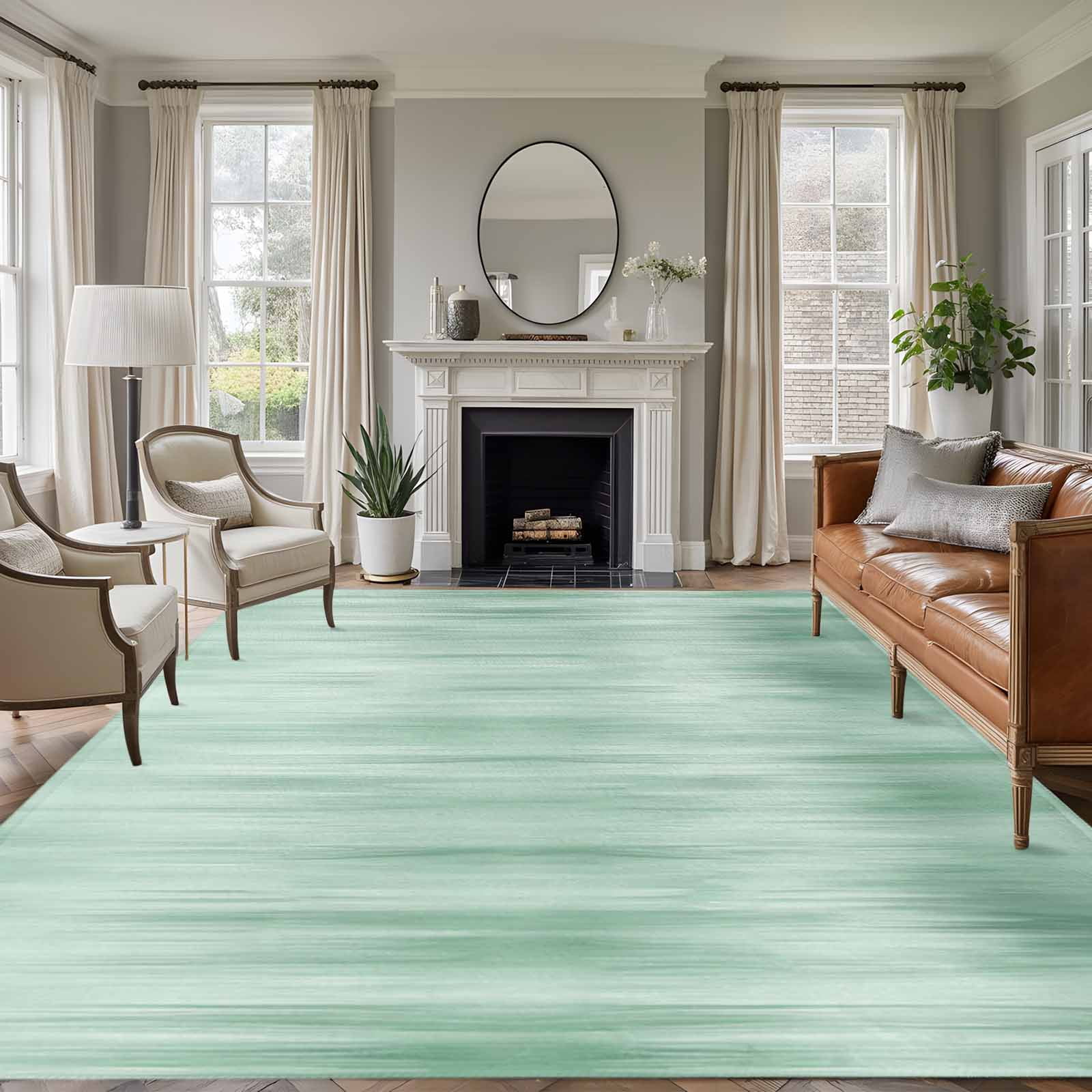 Area Rug for Living Room, Green Non-Slip Indoor Large Carpet for ...