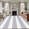 Area Rug for Living Room, Grey Stripe Non-Slip Indoor Ex Large Carpet ...