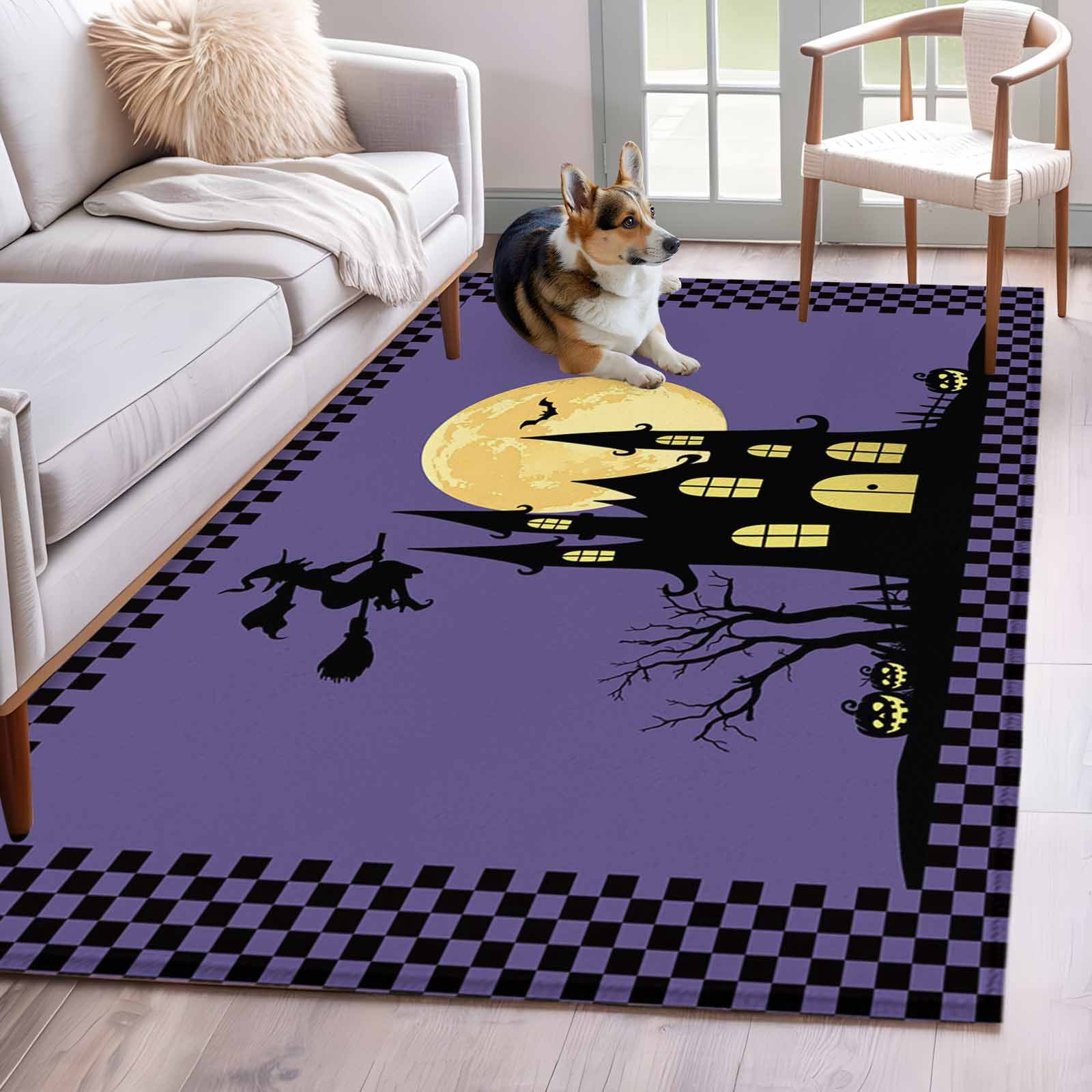 Area Rug for Living Room, Halloween Night Non-Slip Indoor Large Carpet ...
