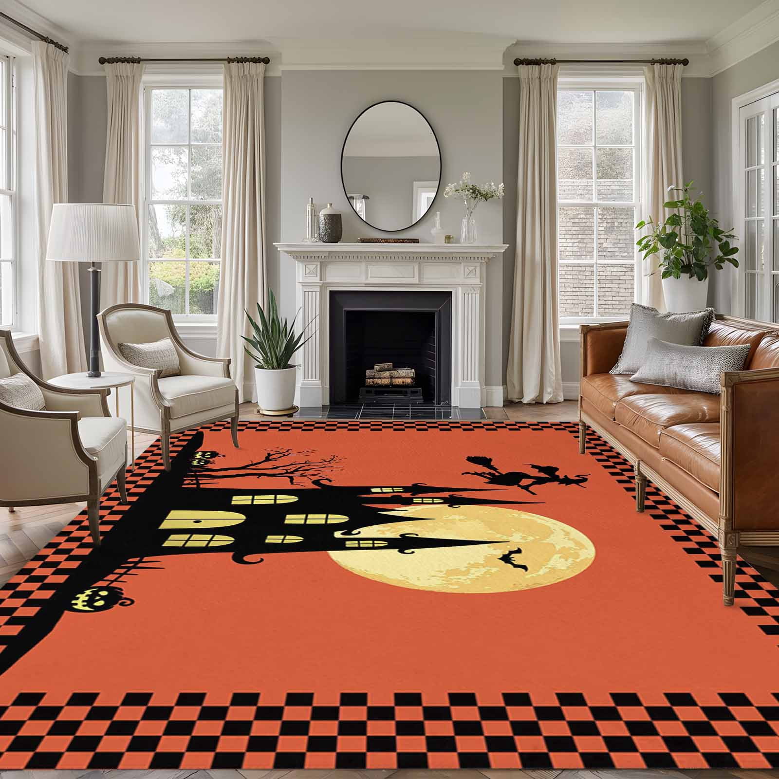 Area Rug for Living Room, Halloween Non-Slip Indoor Large Carpet for ...