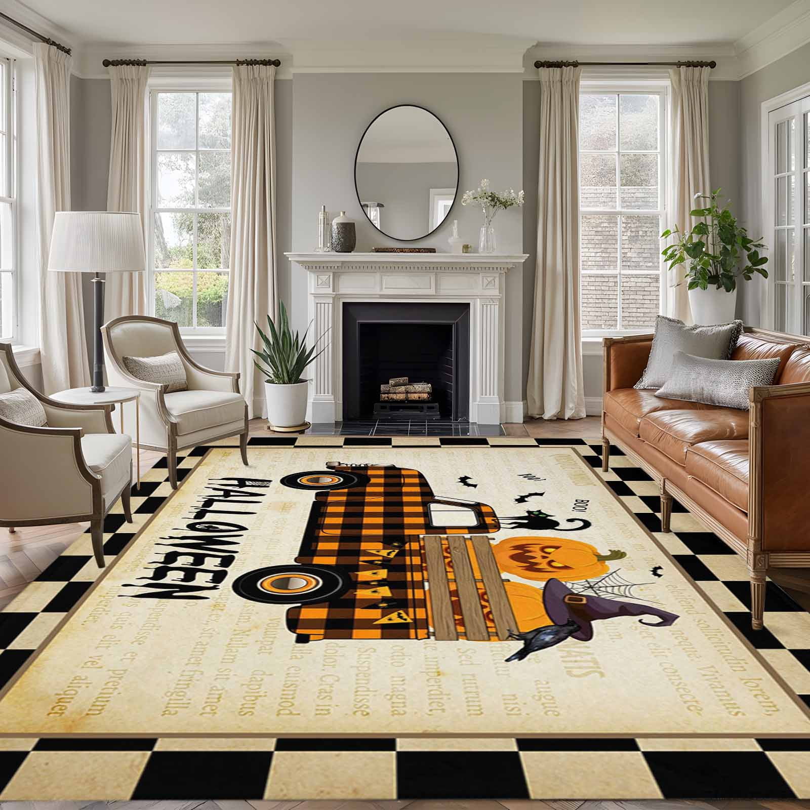 Area Rug for Living Room, Halloween Non-Slip Indoor Large Carpet for ...