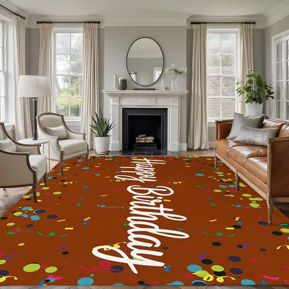 Area Rug for Living Room, Happy Birthday Non-Slip Indoor Large Carpet ...