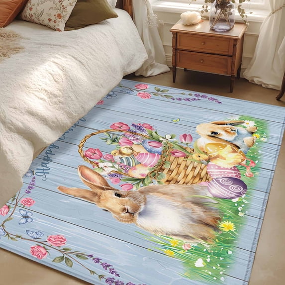 Area Rug for Living Room, Happy Easter Non-Slip Indoor Large Carpet for ...