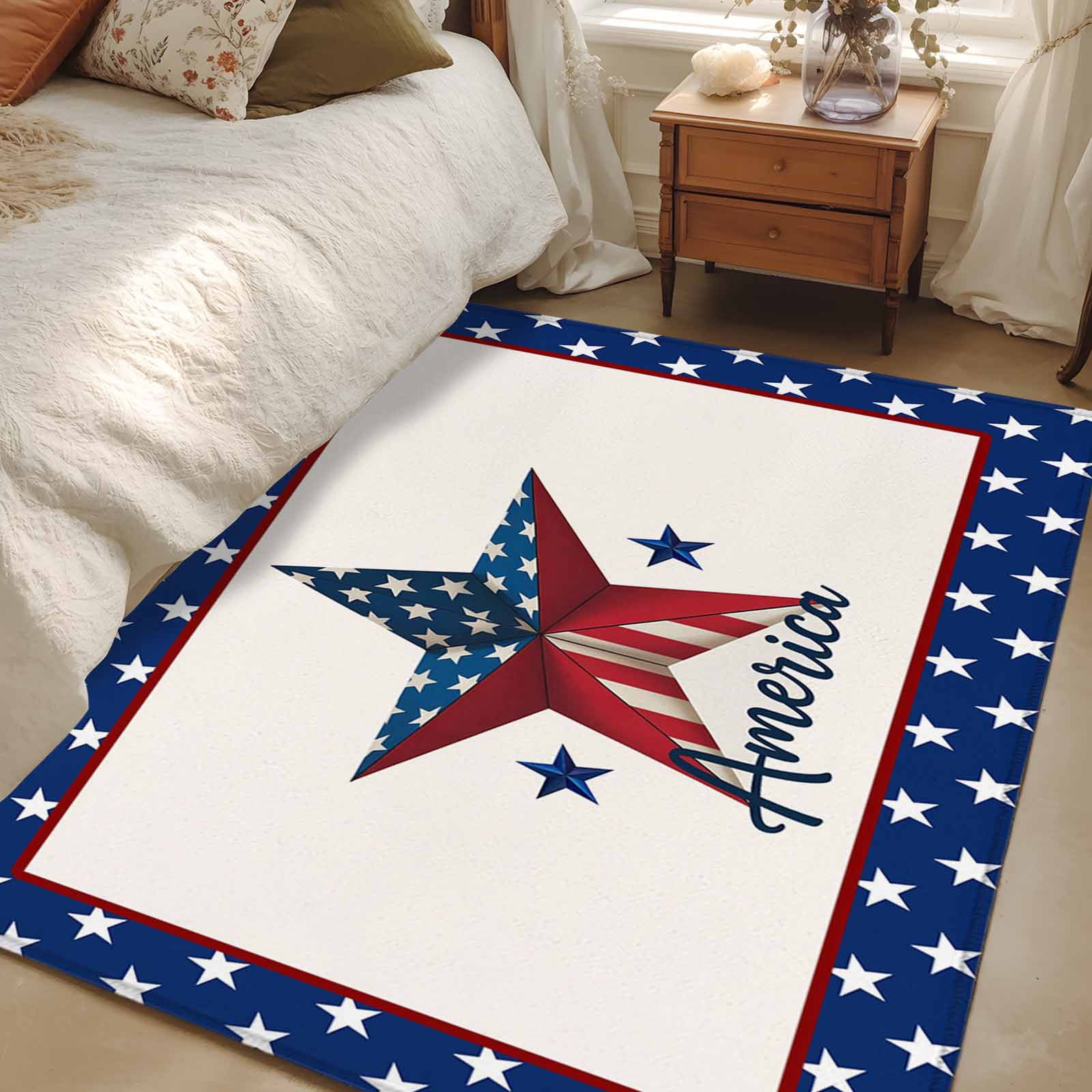 Area Rug for Living Room, Independence Day Non-Slip Indoor Large Carpet ...