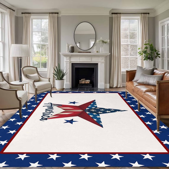 Area Rug for Living Room, Independence Day Non-Slip Indoor Large Carpet ...