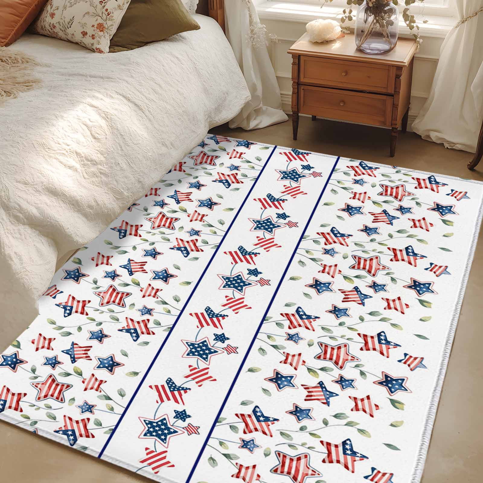 Area Rug for Living Room, Independence Day Non-Slip Indoor Large Carpet ...