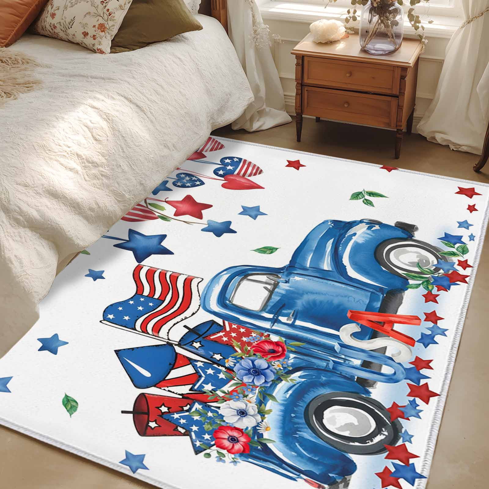 Area Rug for Living Room, Independence Day Non-Slip Indoor Large Carpet ...