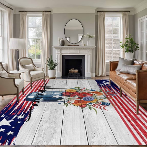 Area Rug for Living Room, Independence Day Non-Slip Indoor Large Carpet ...