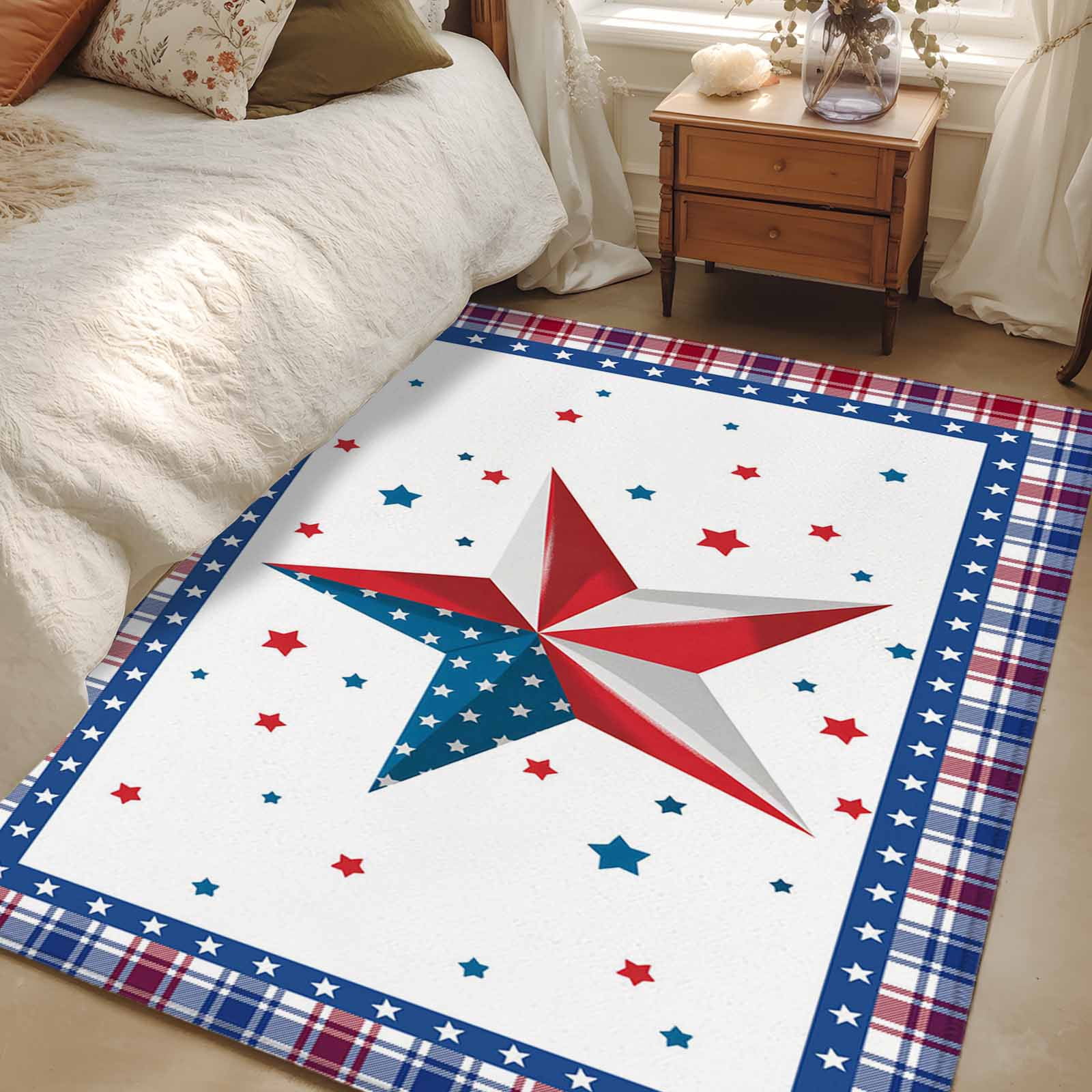 Area Rug for Living Room, Independence Day Non-Slip Indoor Large Carpet ...