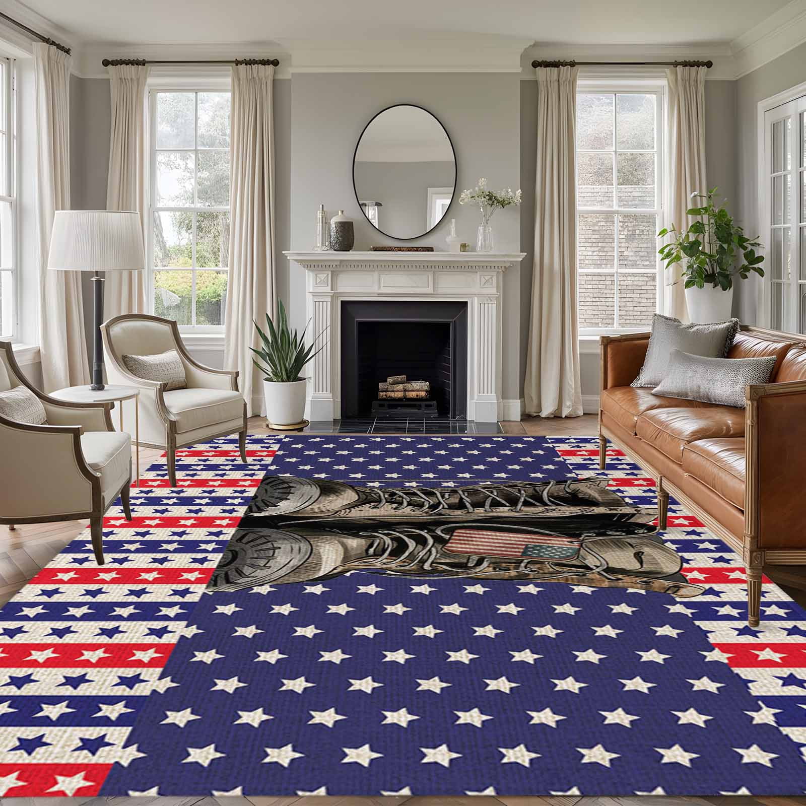 Area Rug for Living Room, Independence Day Non-Slip Indoor Large Carpet ...