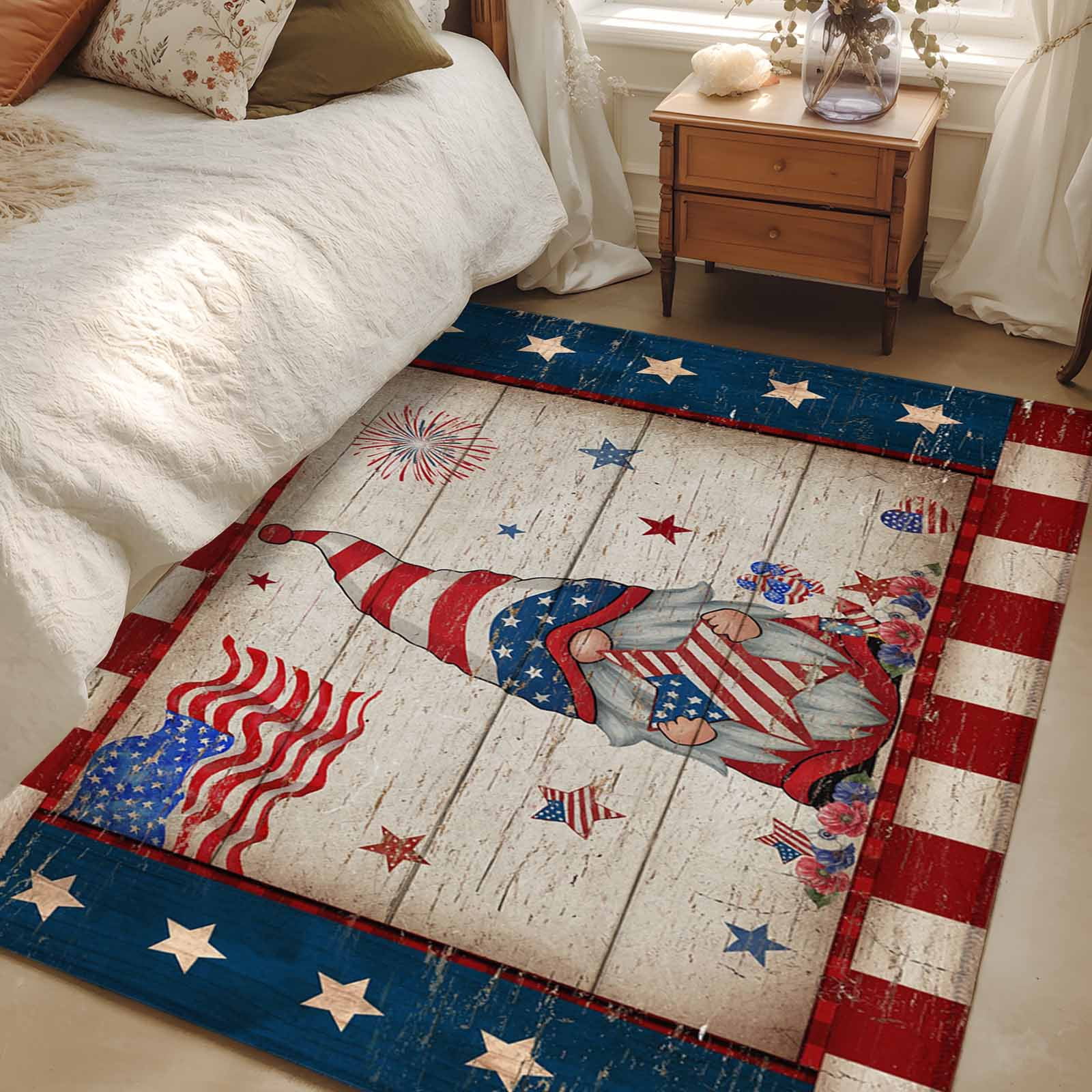Area Rug for Living Room, Independence Day Non-Slip Indoor Large Carpet ...