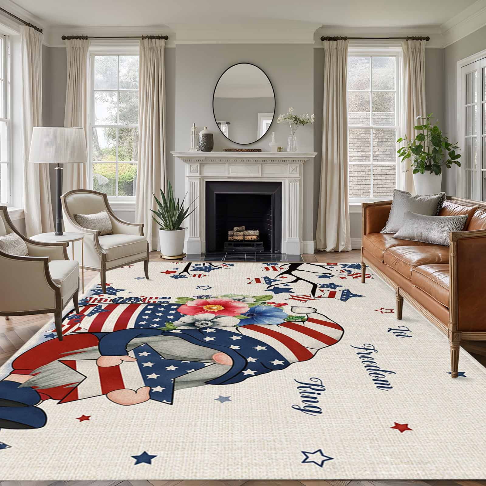 Area Rug for Living Room, Independence Day Non-Slip Indoor Large Carpet ...