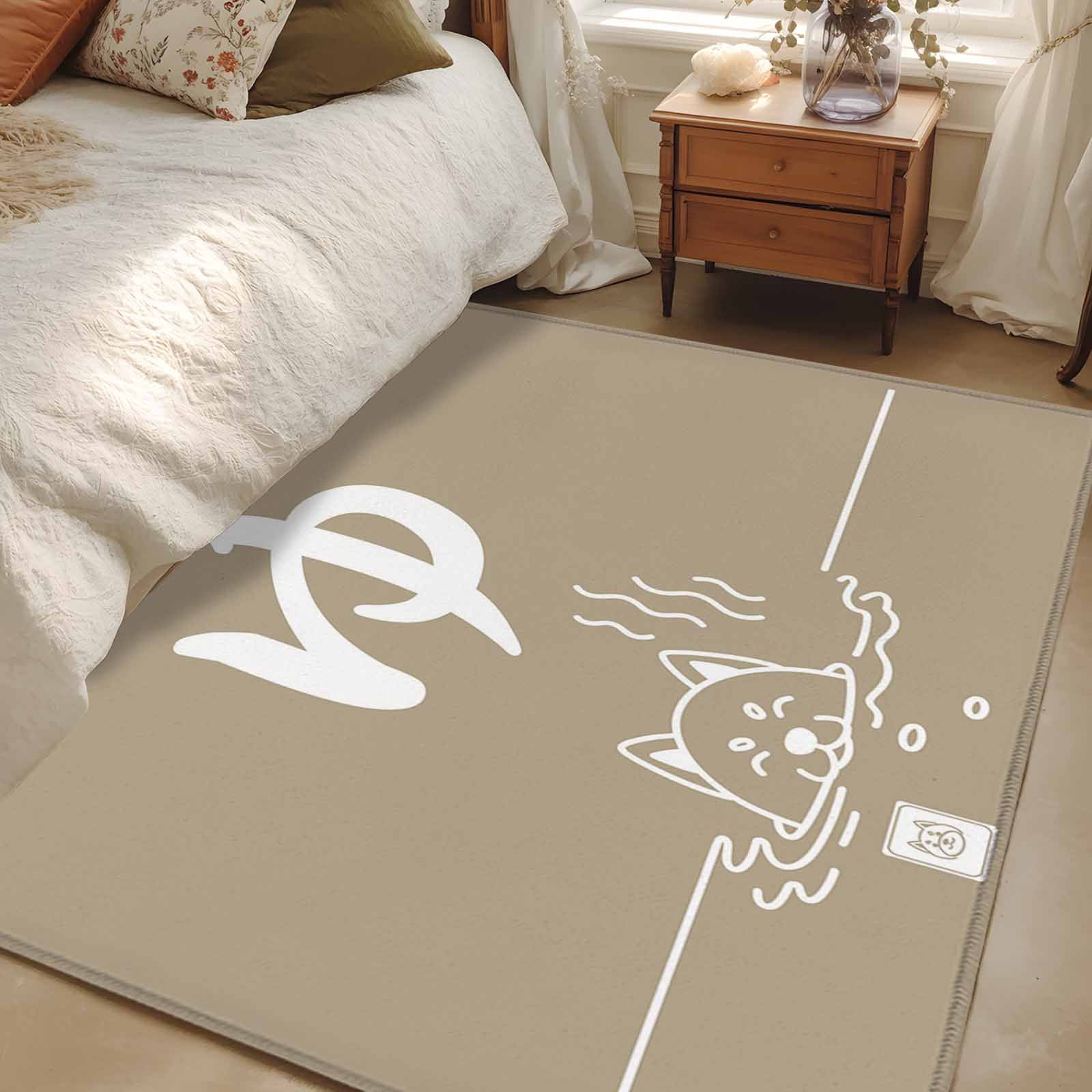 Area Rug for Living Room, Japanese Dog Non-Slip Indoor Large Carpet for ...