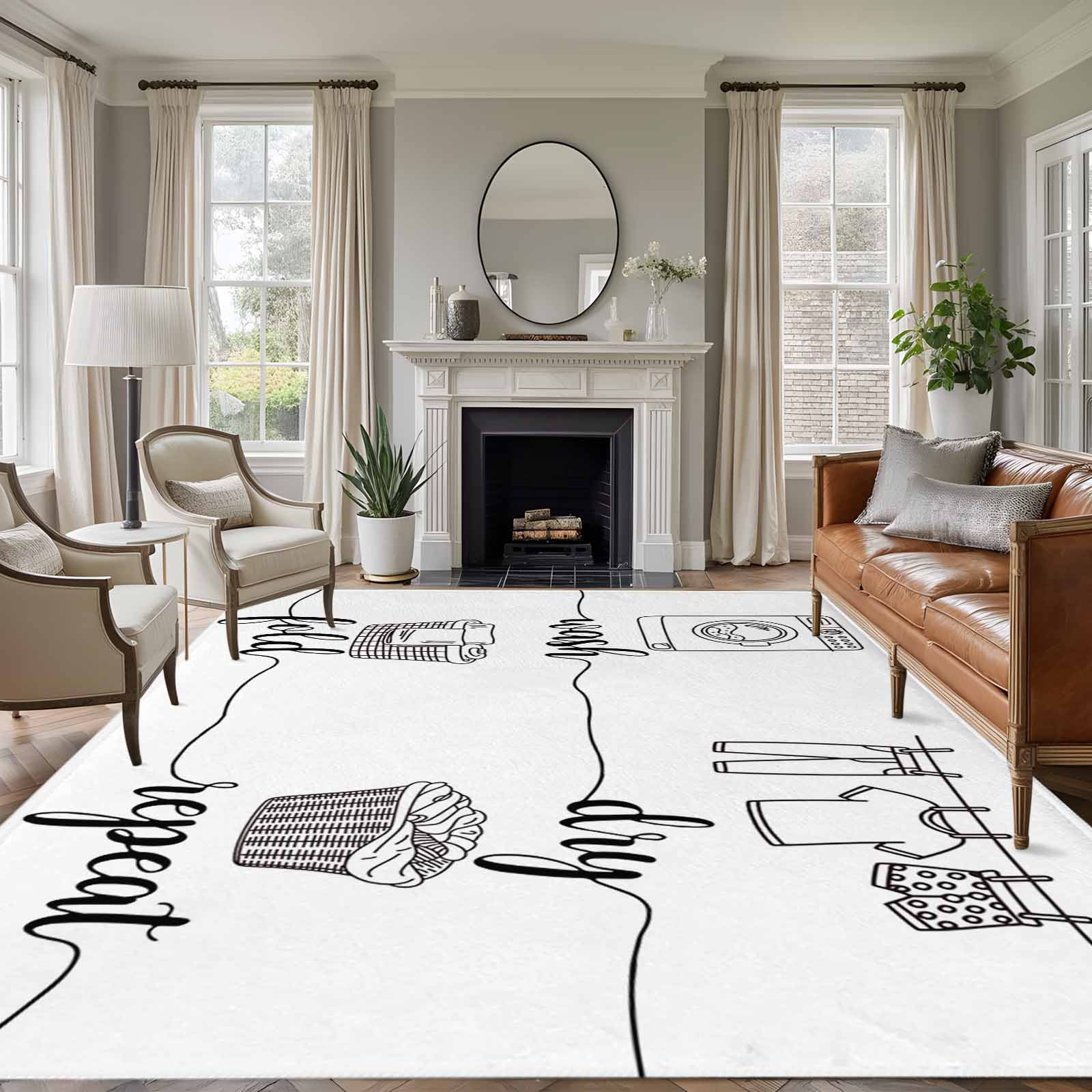 Area Rug for Living Room, Laundry Room Non-Slip Indoor Large Carpet for ...
