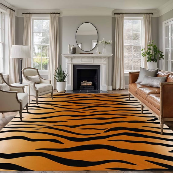 Area Rug for Living Room, Leopard Print Non-Slip Indoor Large Carpet ...