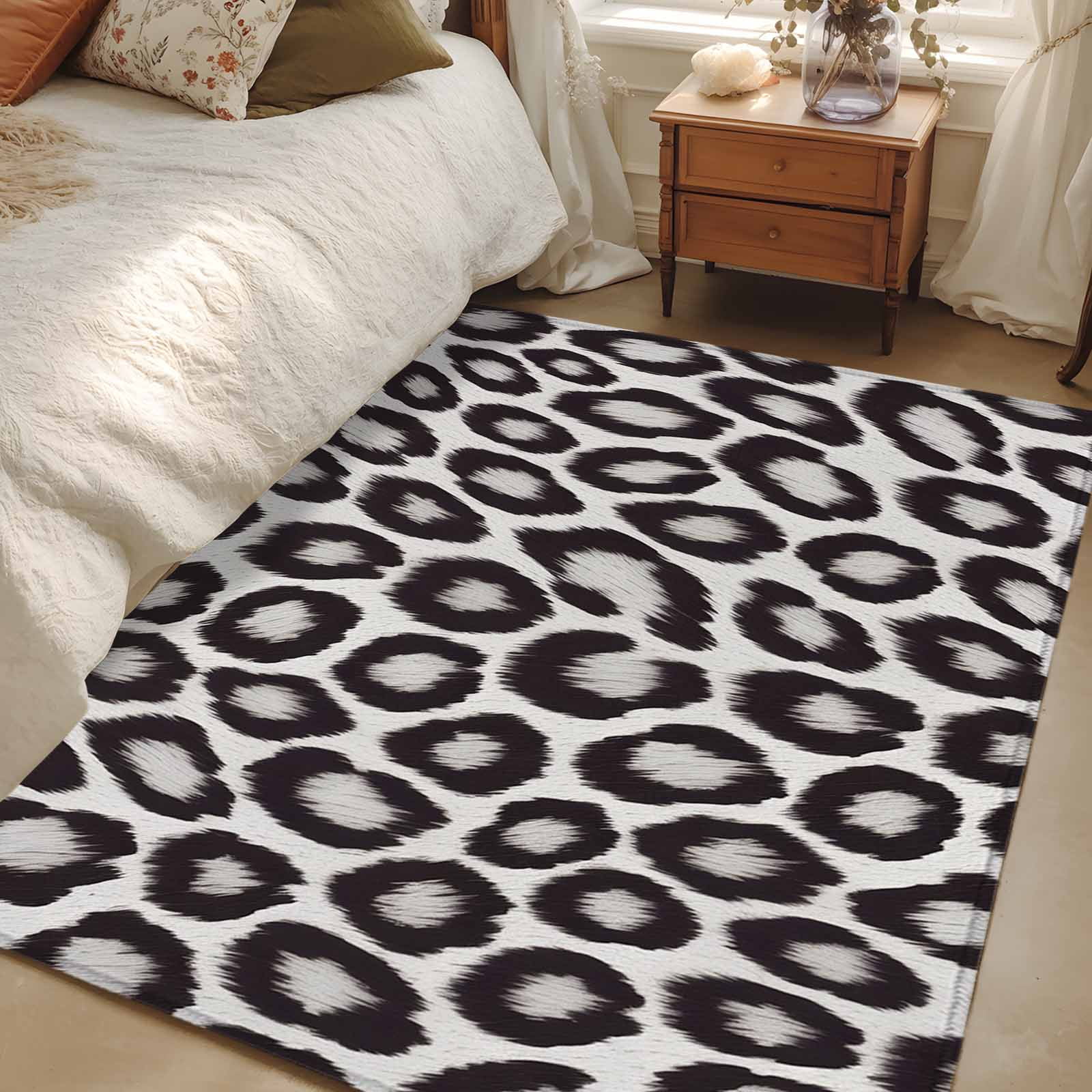Area Rug for Living Room, Leopard Printed Non-Slip Indoor Large Carpet ...