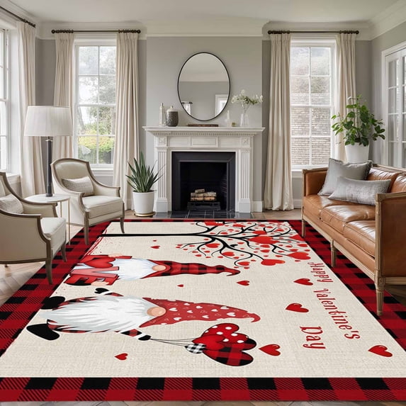 Area Rug for Living Room, Love Heart Valentine's Day Non-Slip Indoor ...