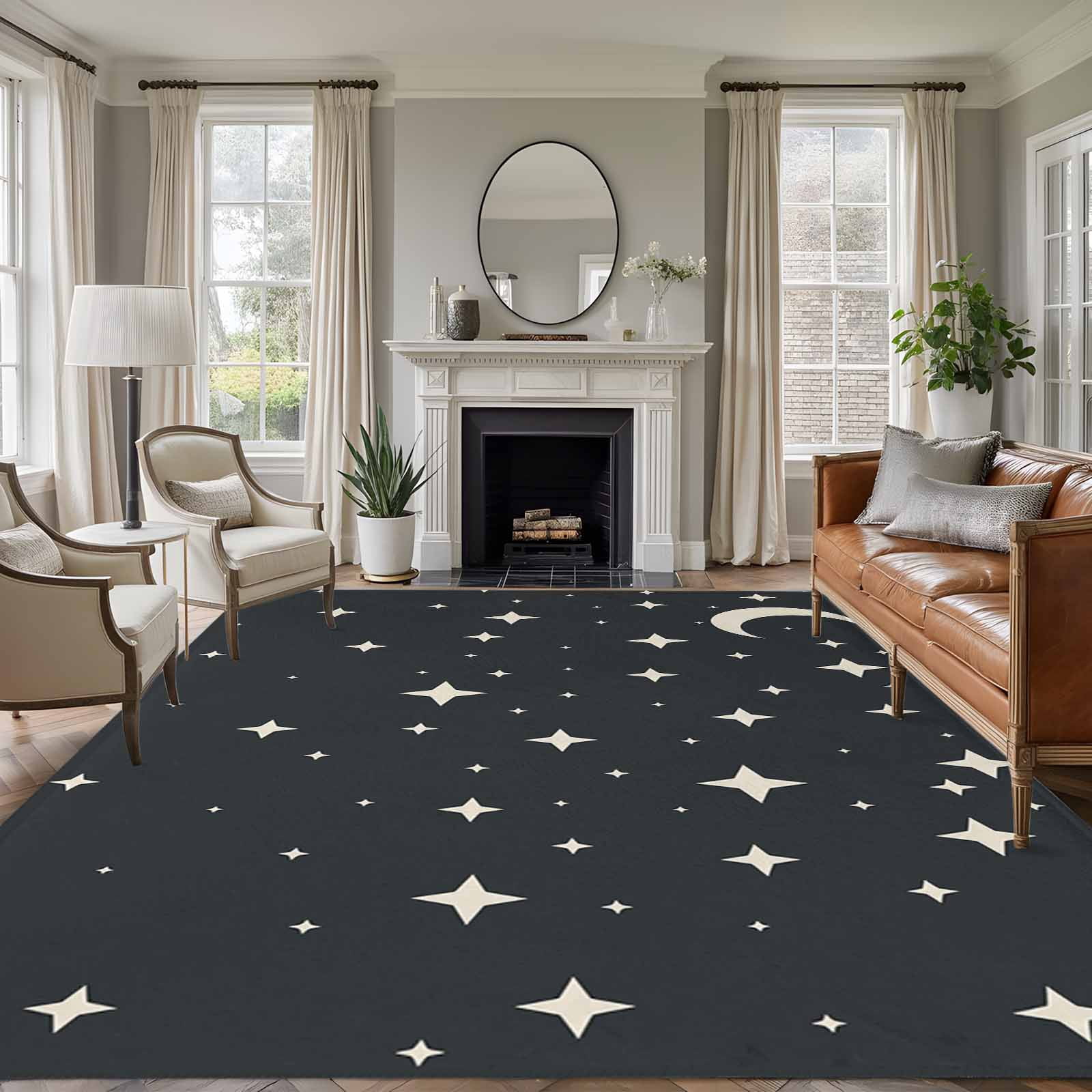 Area Rug for Living Room, Modern Black Grey Non-Slip Indoor Large ...